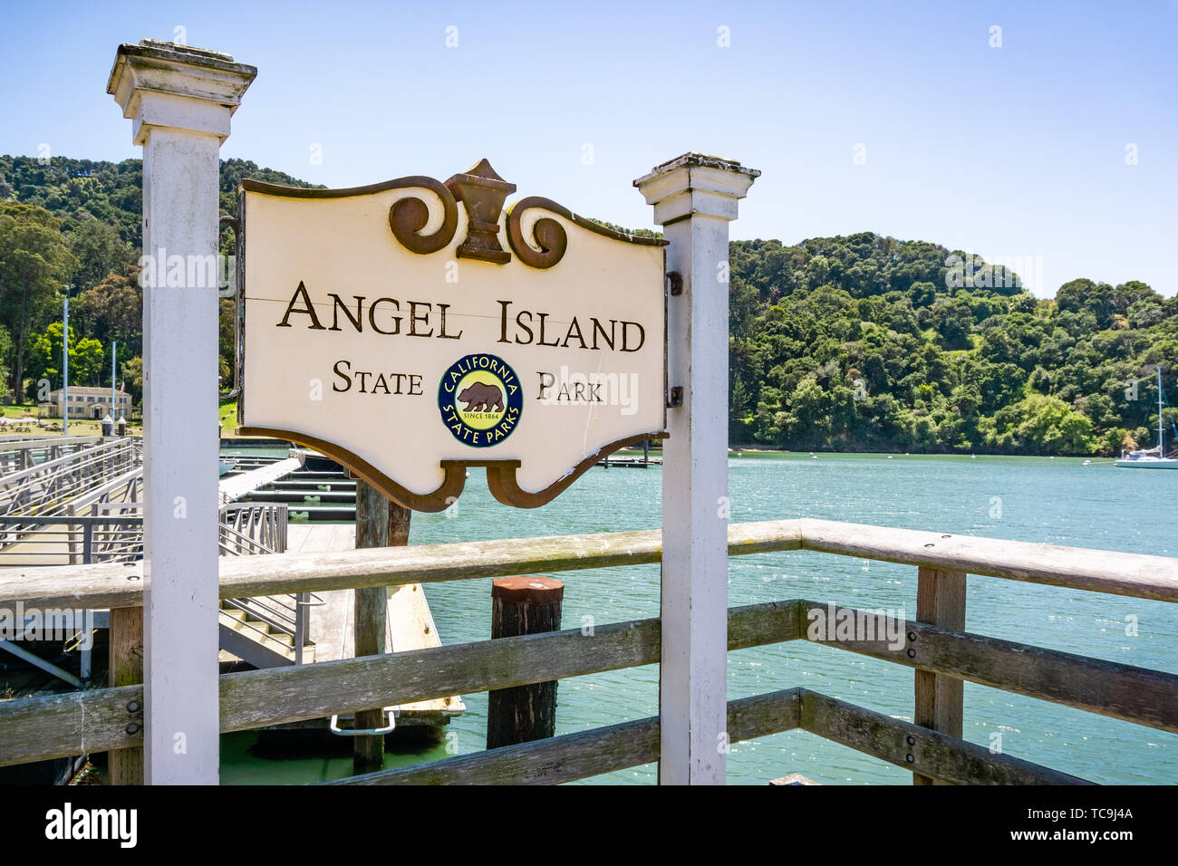 June 3, 2019 San Francisco / CA / USA - Angel Island State Park sign at ...