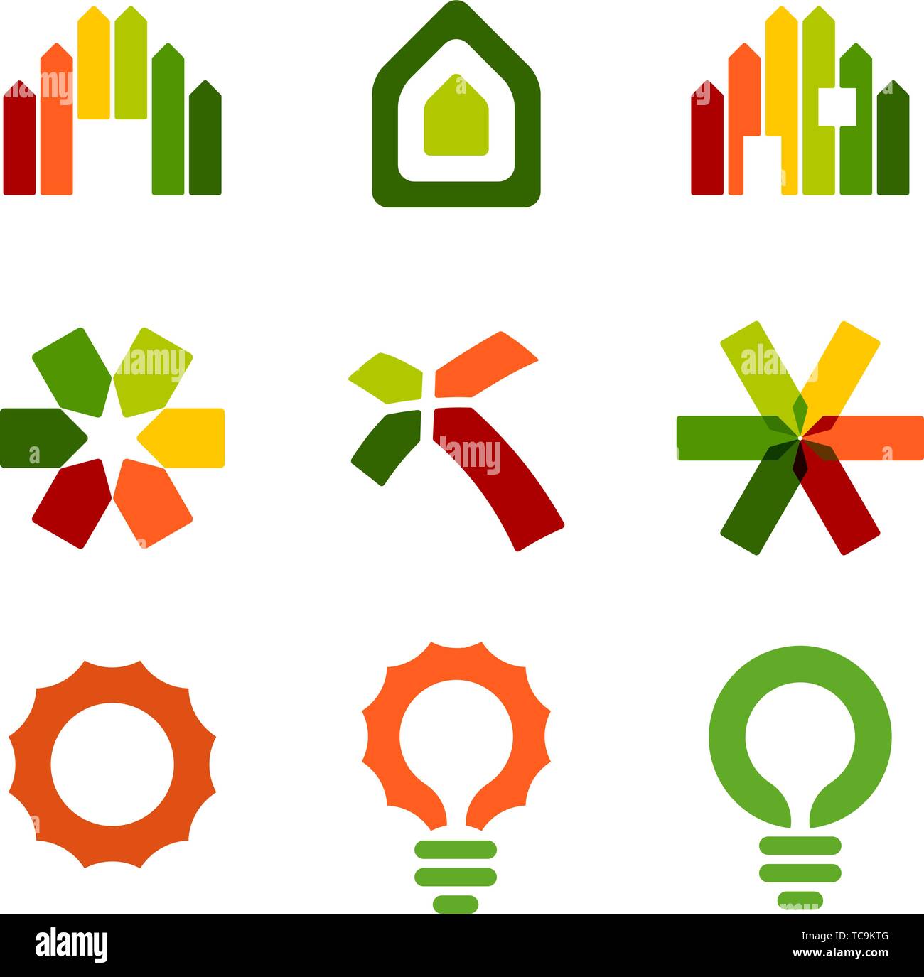 Vector illustration. Set of nine energy efficiency certification icons ...