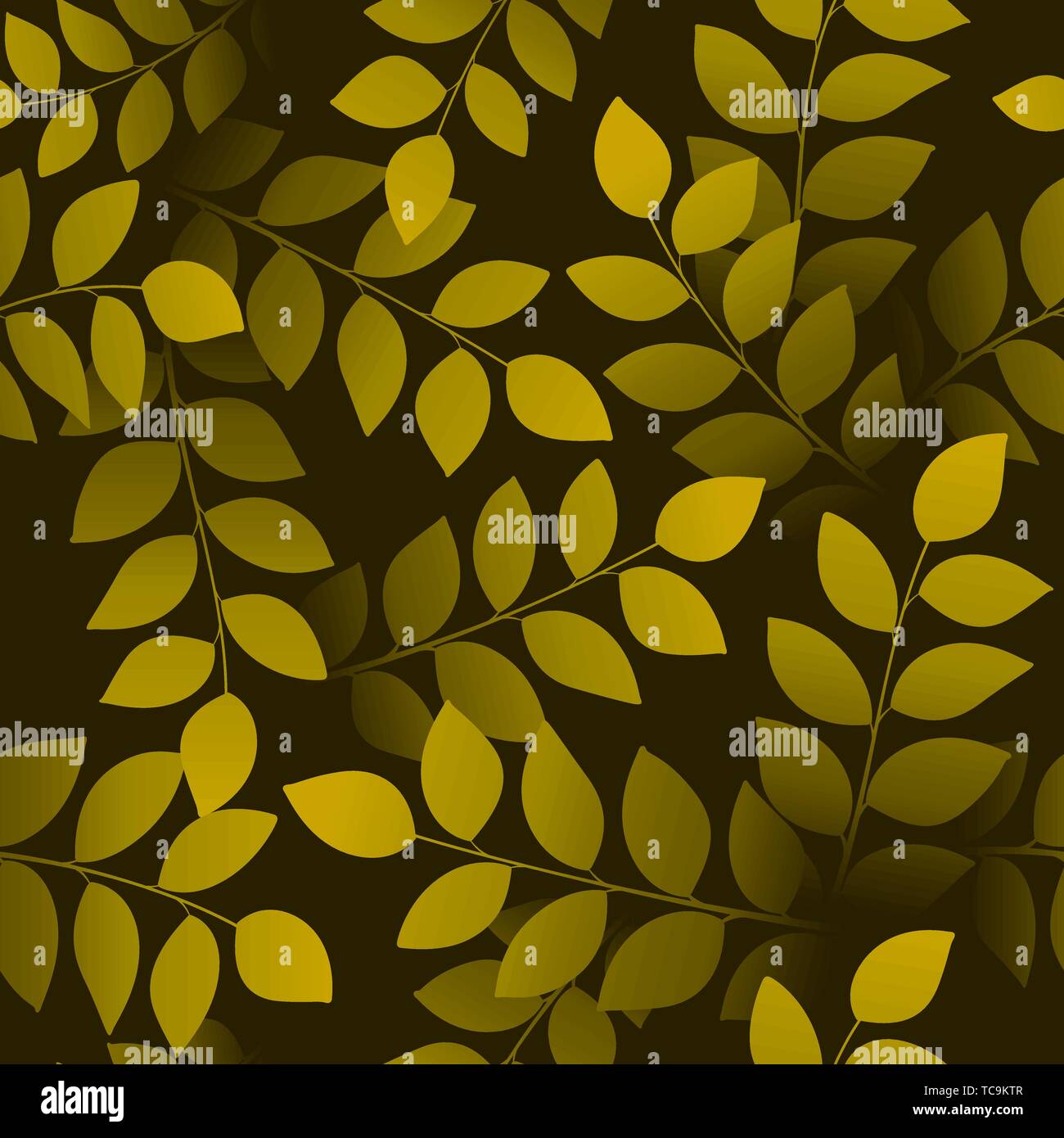 Vector illustration. Seamless golden branch texture over dark ...