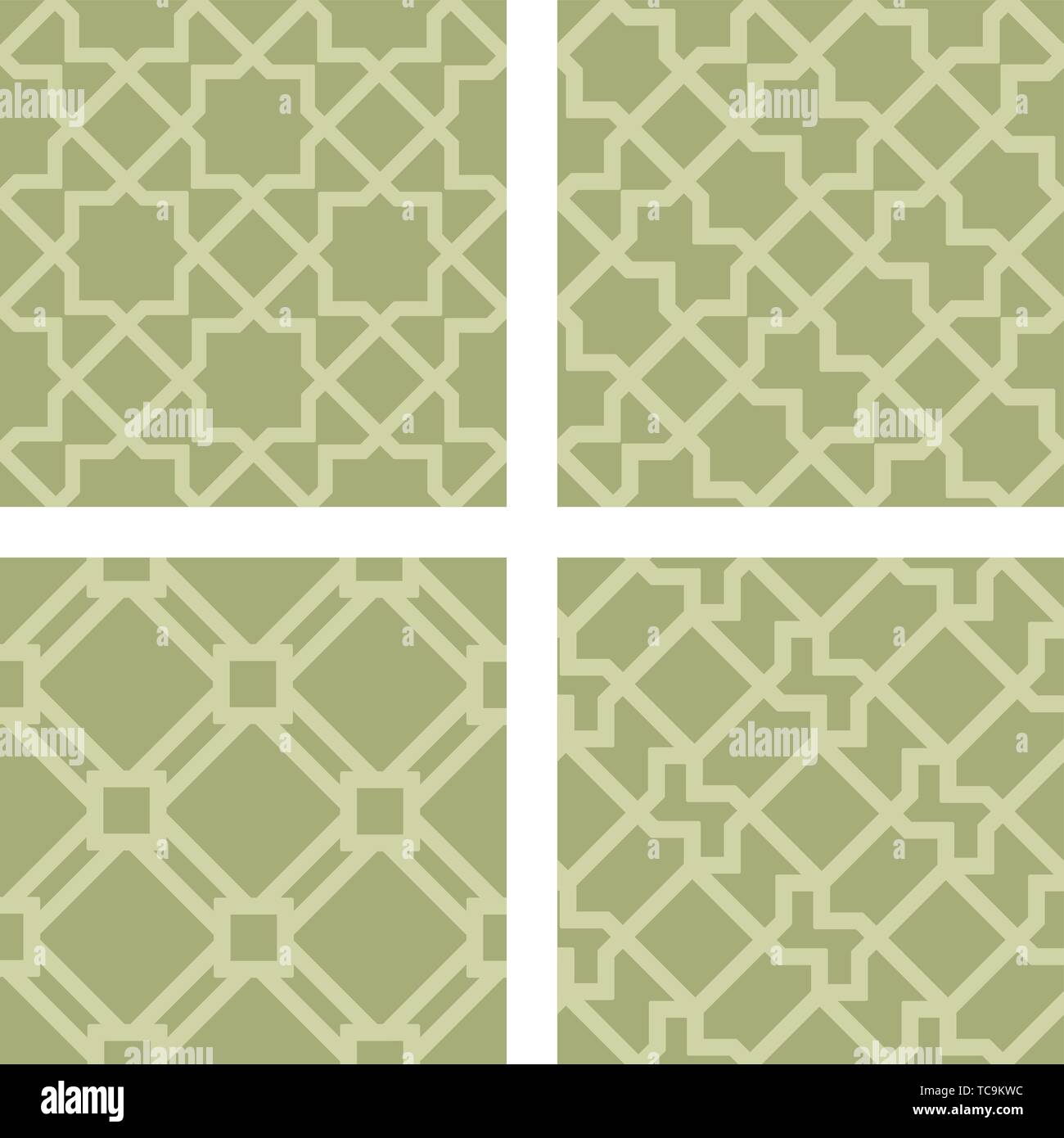 Vector illustraion. Seamless arabic line art textures in soft colors ...