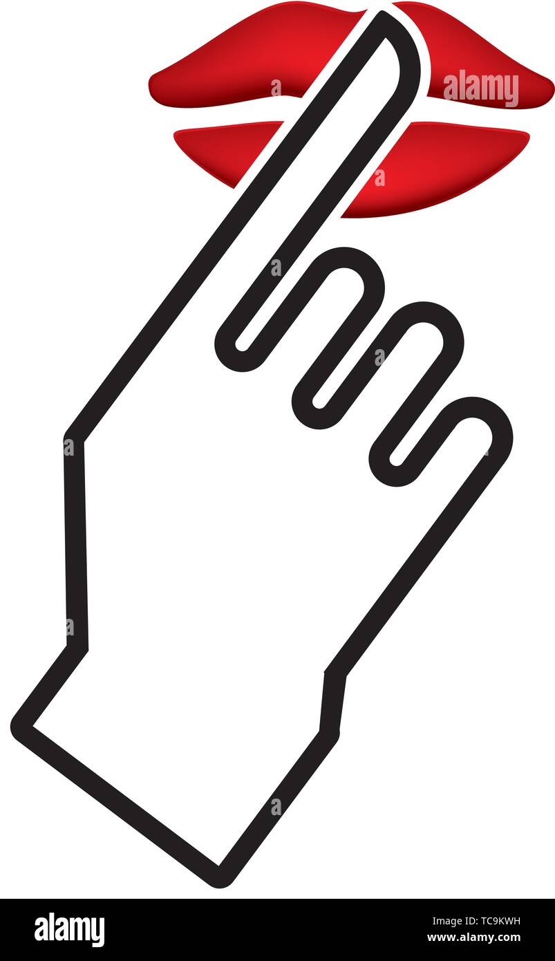 Vector illustration. Silence please symbol in red and black. Isolated ...