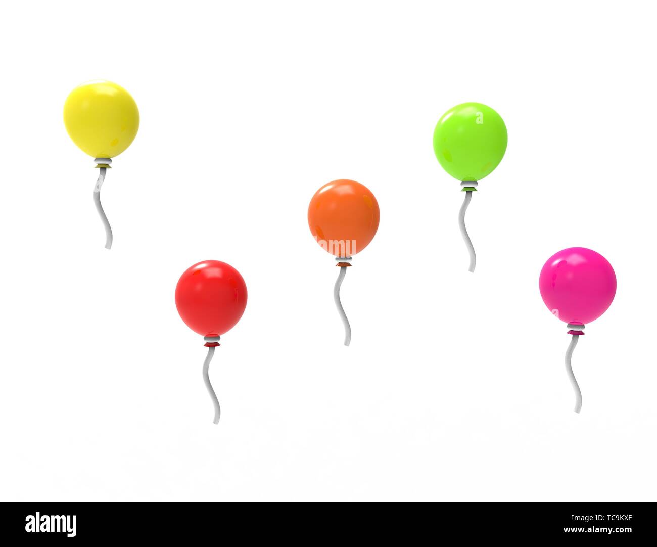 3D rendering of colored balloons isolated on white studio background ...