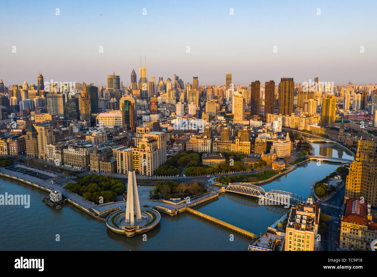 aerial shot of the first high-rise building magnolia building in ...