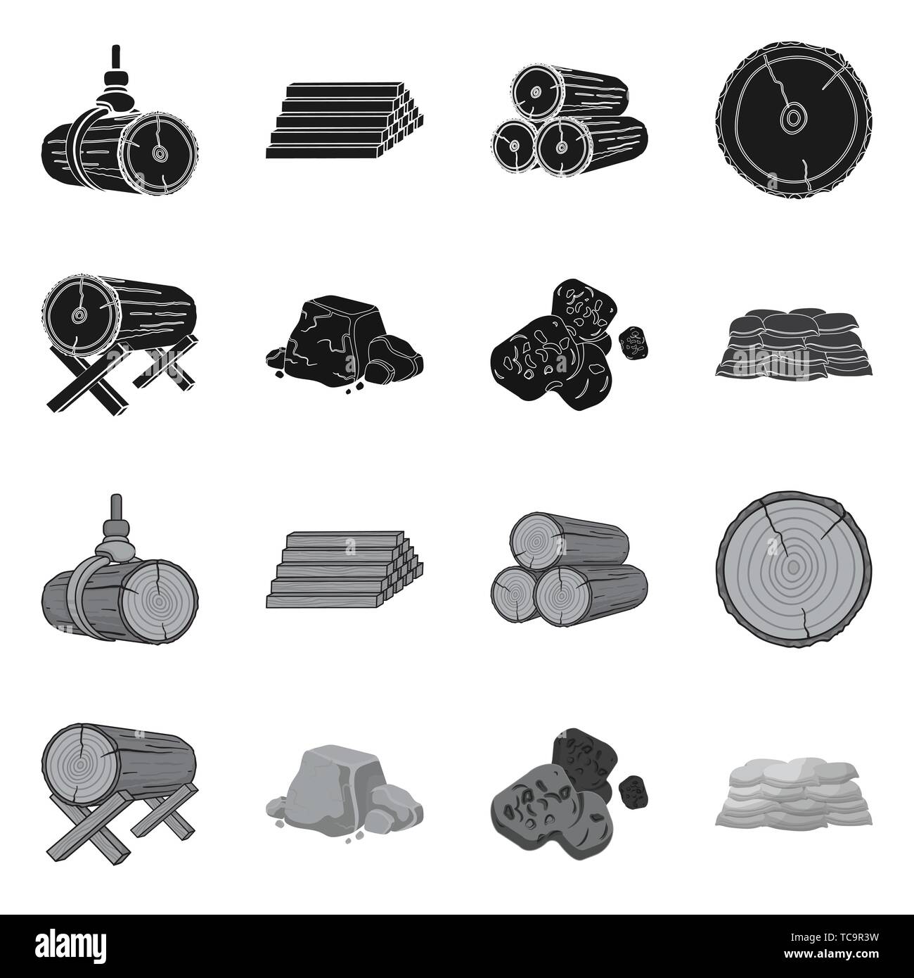 Vector design of material and cement sign. Collection of material and ...