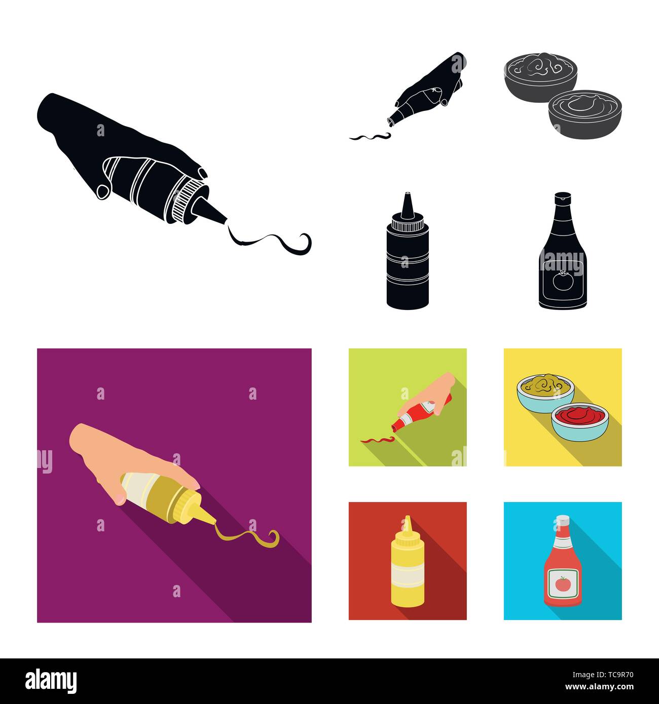 Vector illustration of sauce and condiment logo. Collection of sauce ...