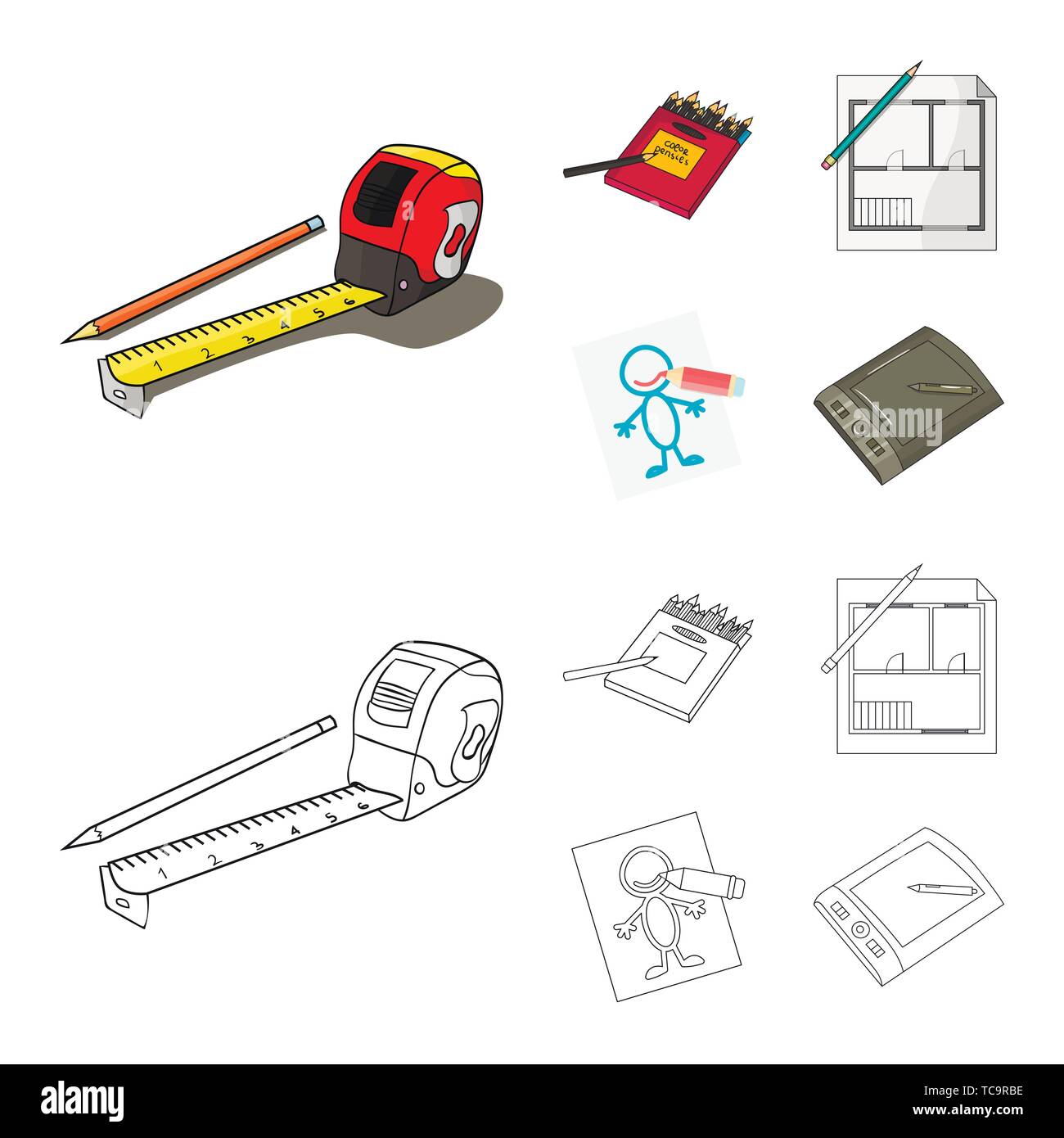realistic,ruler,wood,paper,eBook,pencil,sharpen,draw,color,stationery ...