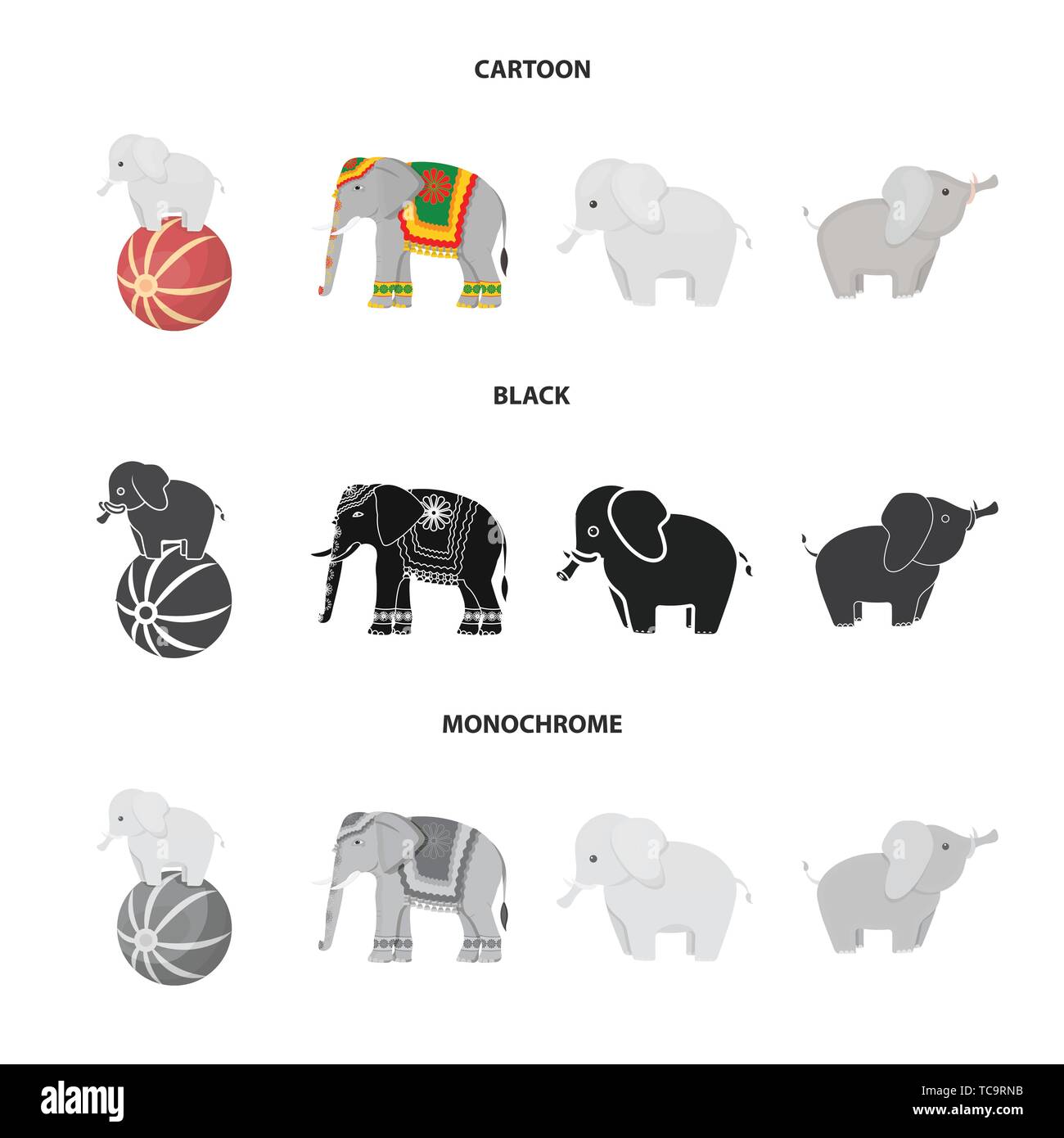 Vector design of elephant and asian icon. Set of elephant and elephant ...