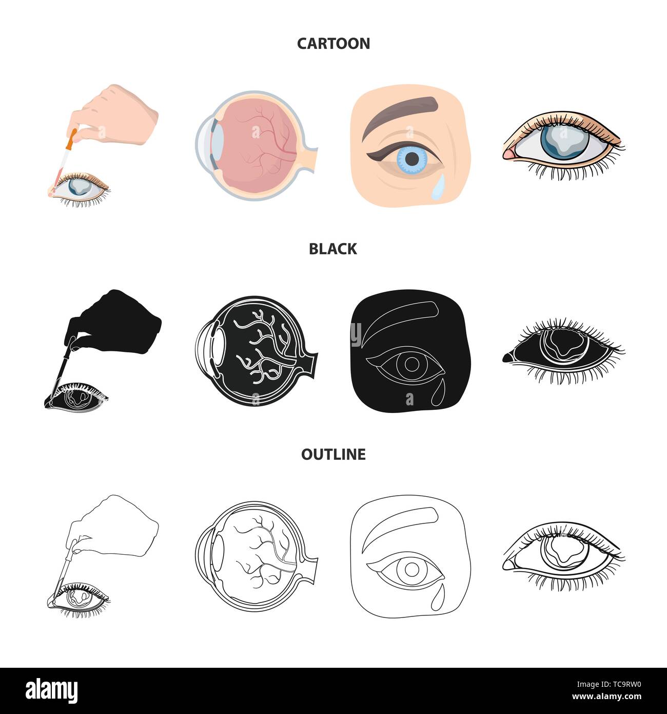 Vector illustration of medical and eyeball symbol. Set of medical and ...