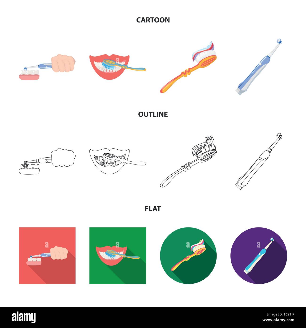 Isolated object of toothpaste and brush symbol. Set of toothpaste and ...