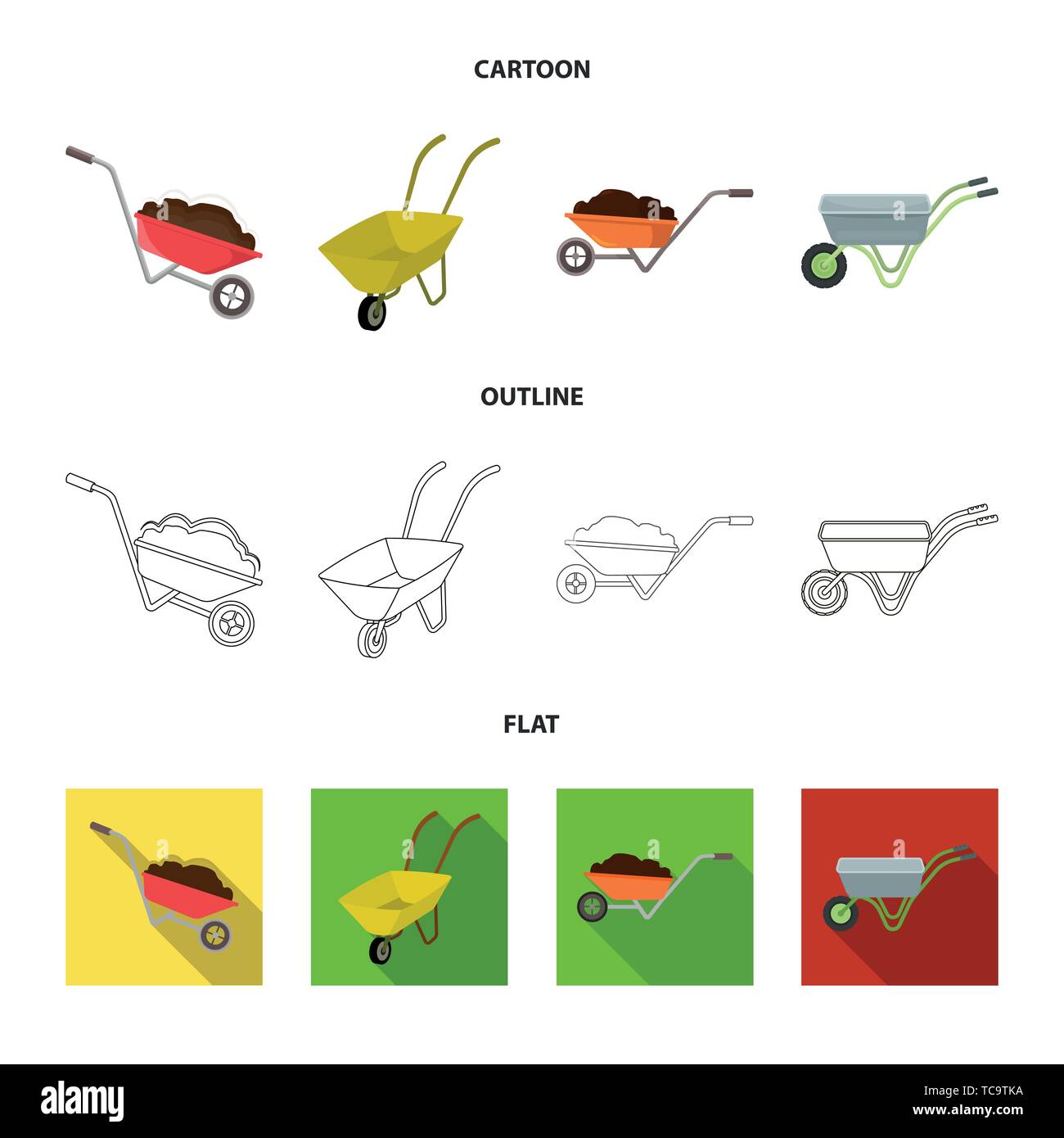 Vector design of wheelbarrow and dirt logo. Collection of wheelbarrow ...