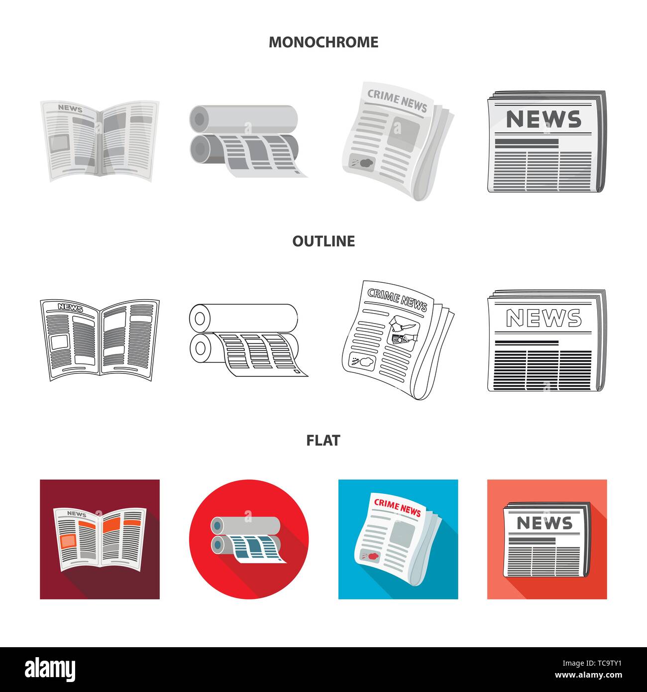 Vector design of daily and folded sign. Set of daily and paper stock ...