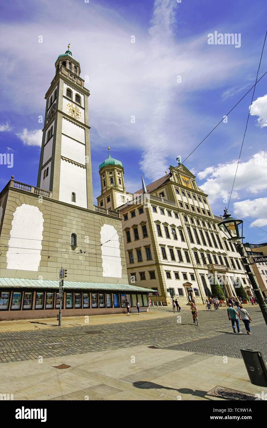 View of Perlachturm (Perlach Tower) and Town Hall square (Rathausplatz ...
