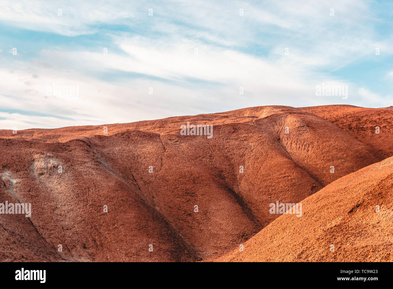 Yellow and red hills in hot desert. Steppe mountains Stock Photo - Alamy