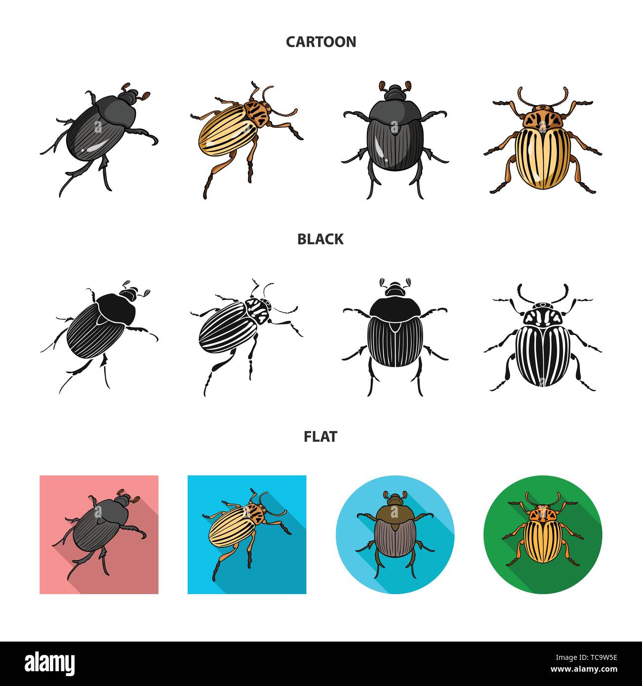 Vector illustration of insect and beetle symbol. Collection of insect ...
