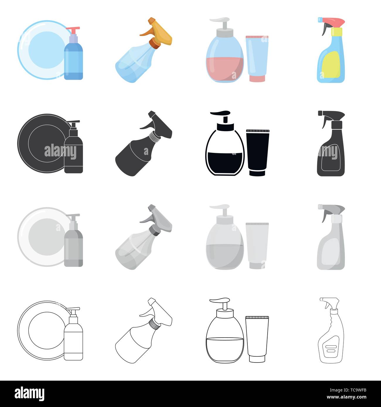 Vector illustration of sprayer and liquid logo. Collection of sprayer ...