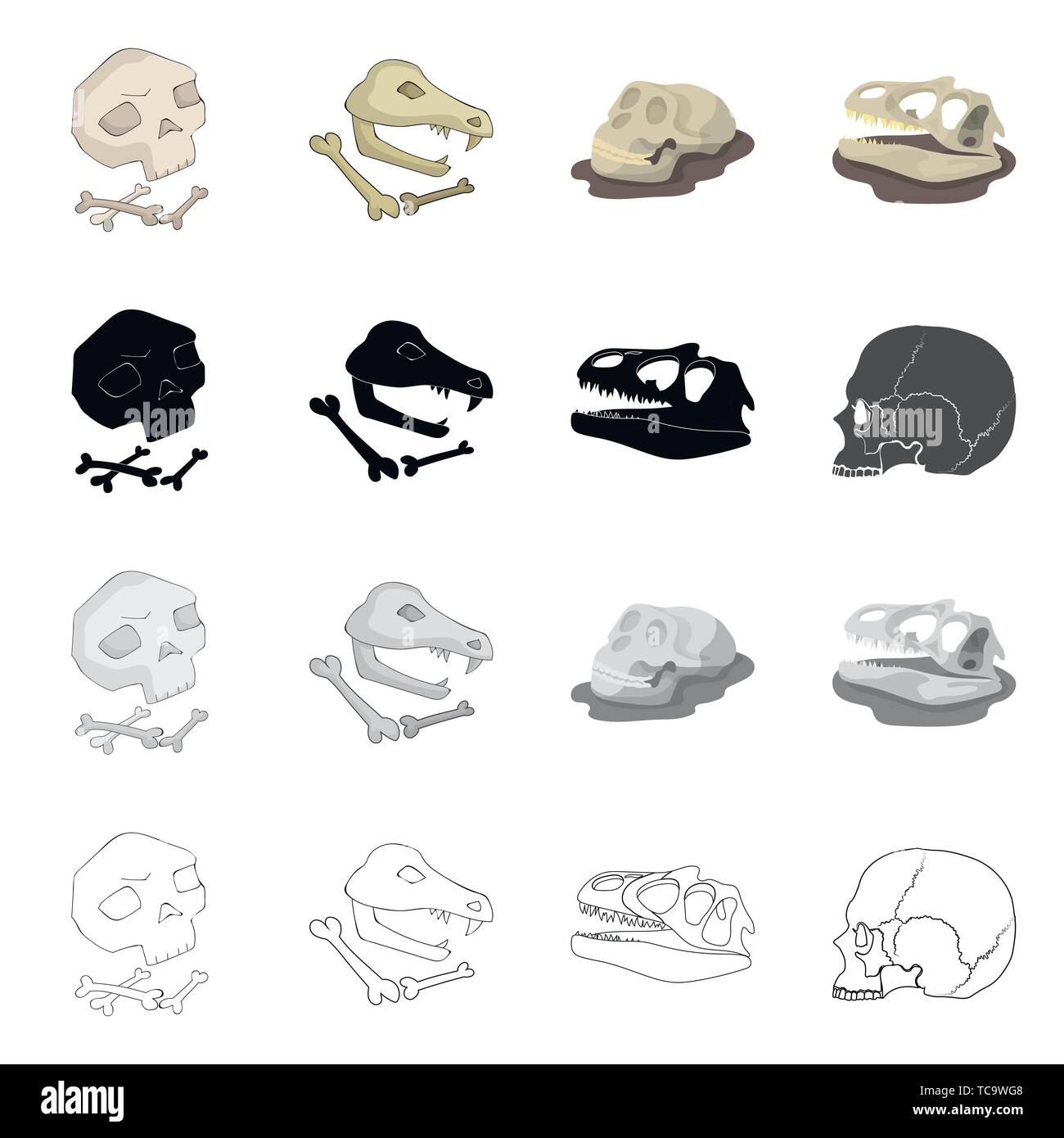 Vector design of skeleton and character logo. Collection of skeleton ...