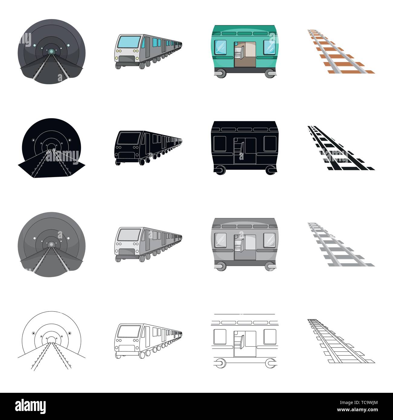 Vector design of railroad and train sign. Collection of railroad and ...