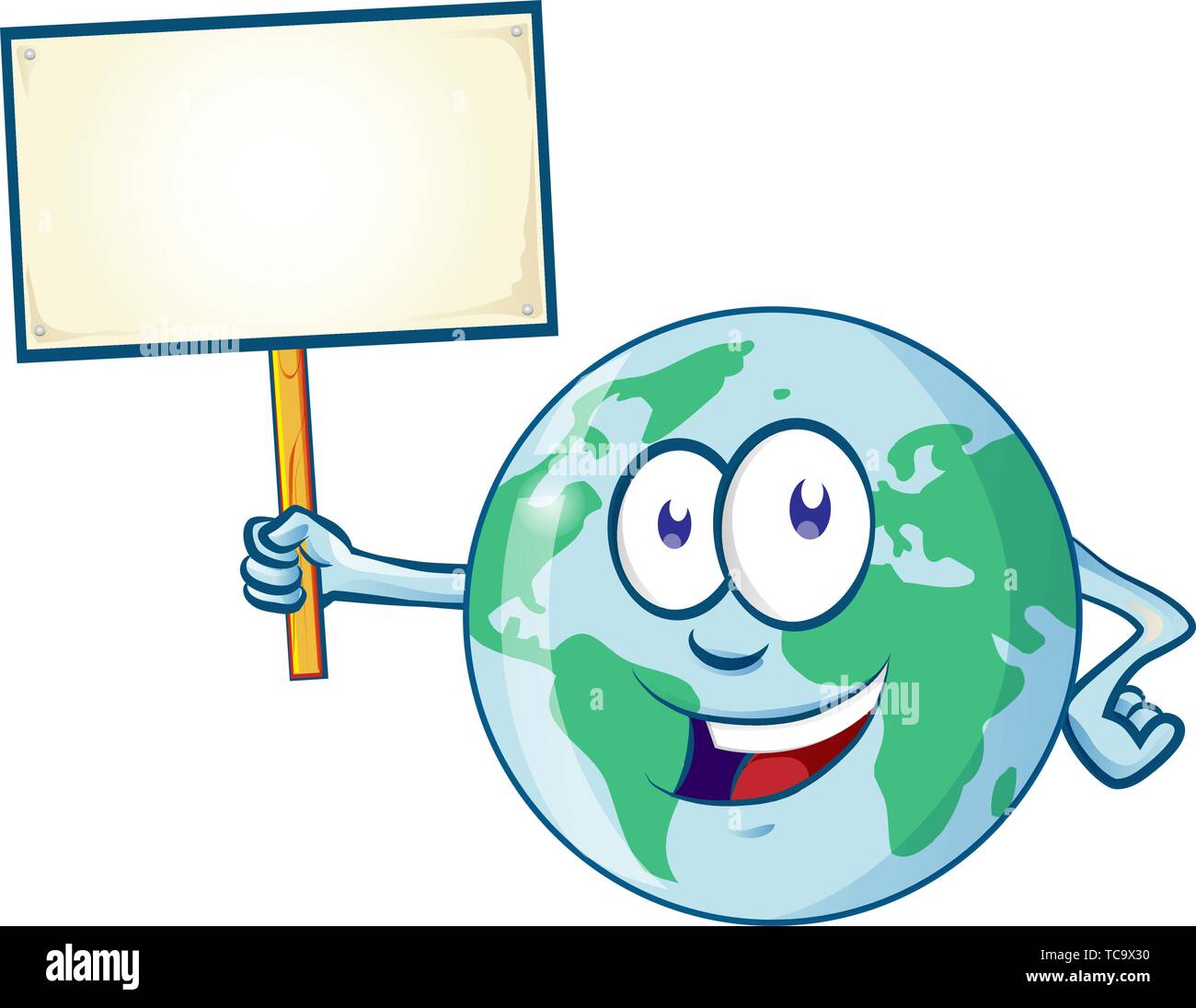 world mascot cartoon with signboard. clip art illustration Stock Vector ...
