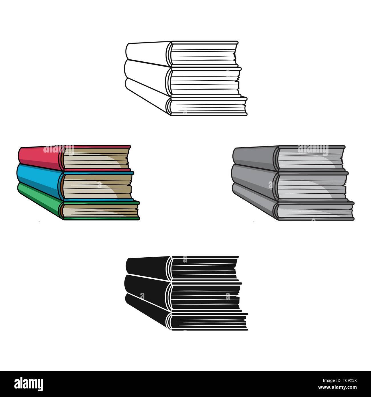 Stack of books icon in cartoon,black design isolated on white ...