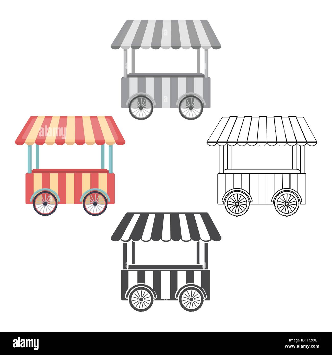 Snack cart icon in cartoon,black style isolated on white background ...