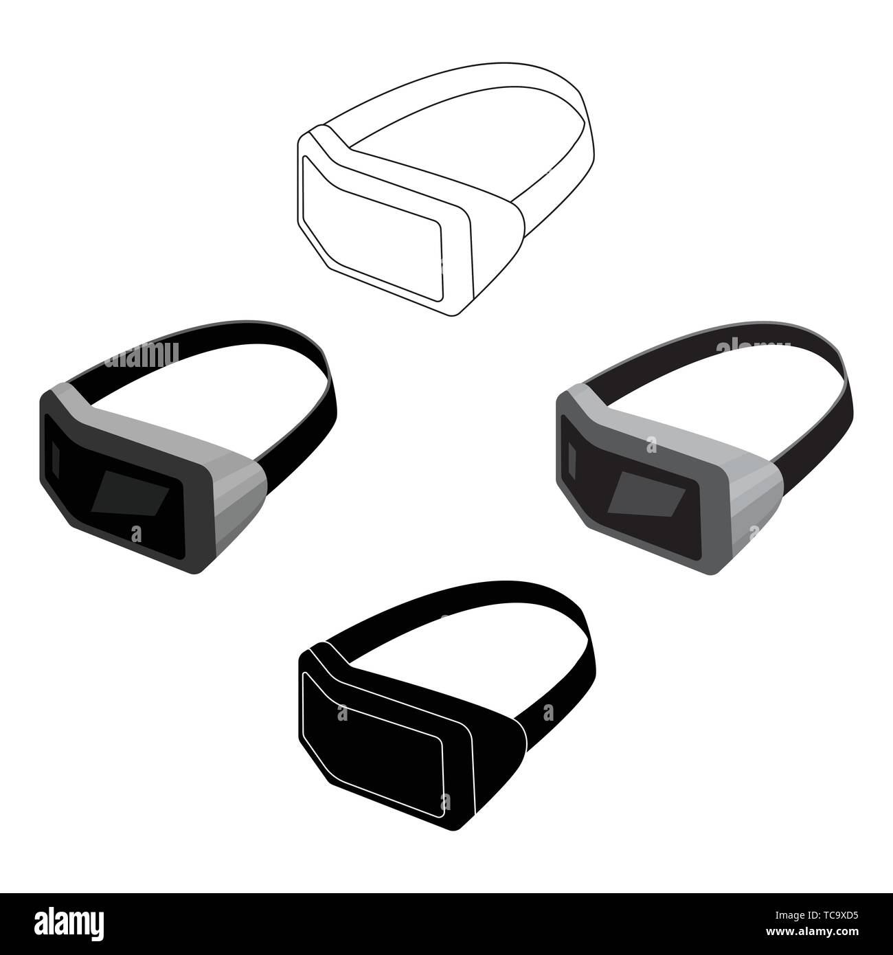 Virtual reality headset icon in cartoon,black design isolated on white ...