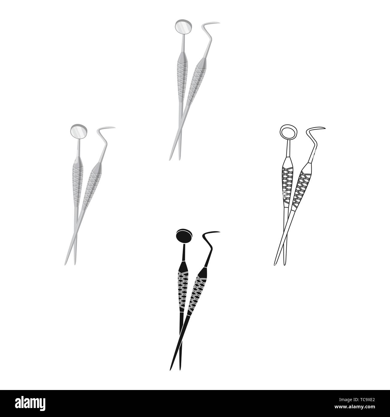 Dental instruments icon in cartoon,black style isolated on white ...
