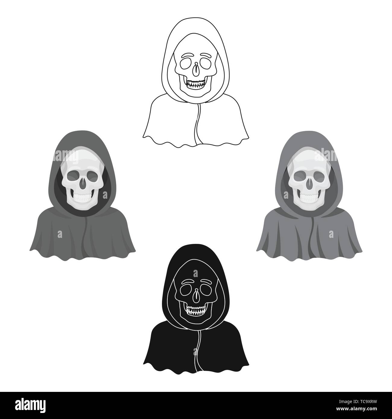 Death icon in cartoon,black design isolated on white background ...