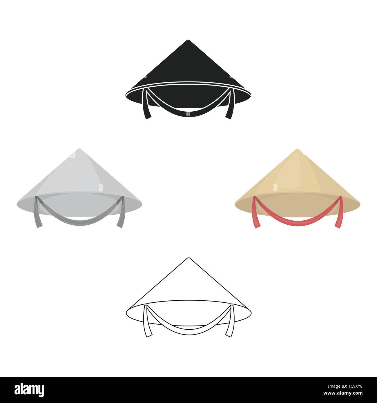 Conical hat icon in cartoon,black style isolated on white background ...