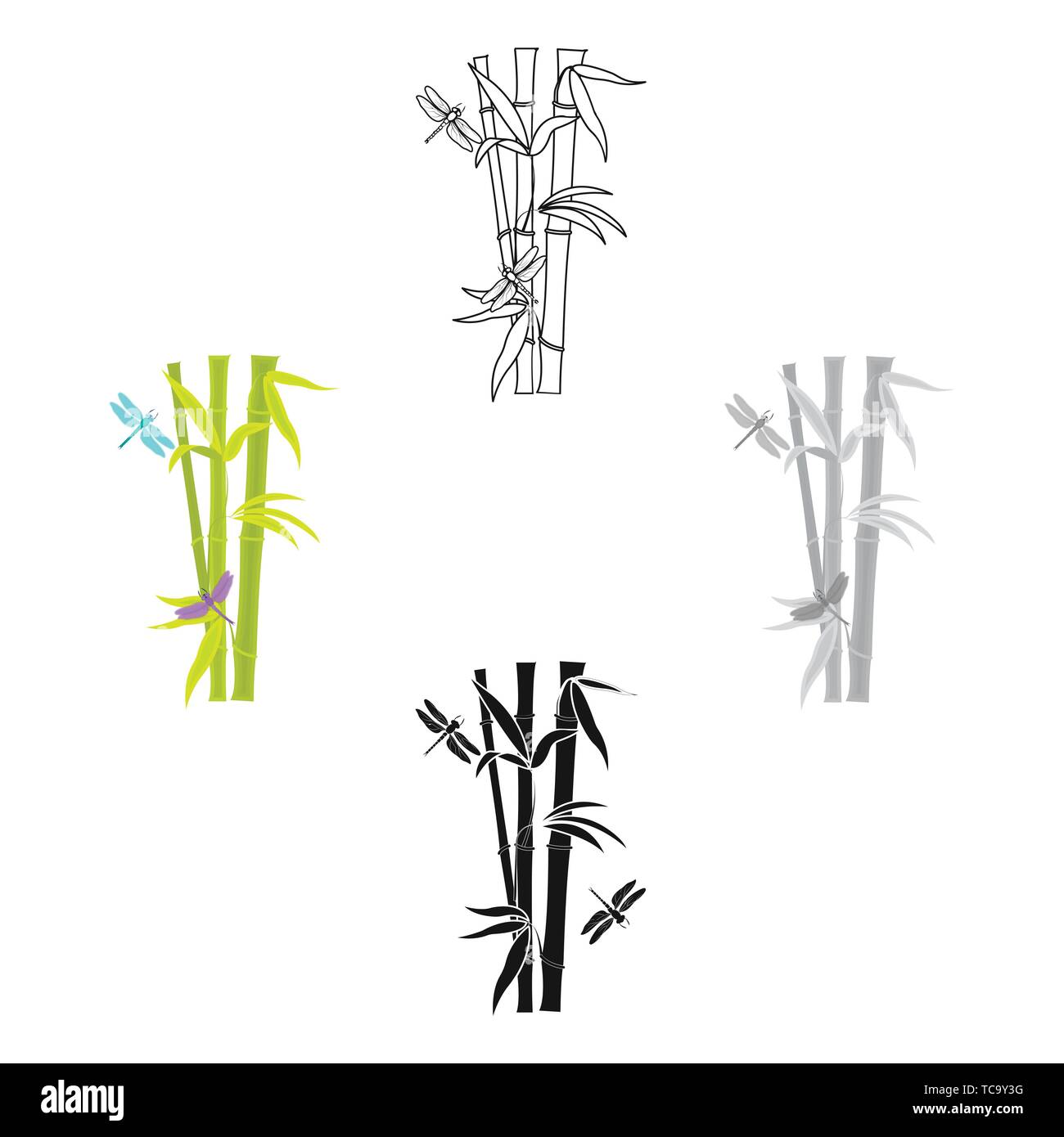 Bamboo icon in cartoon,black style isolated on white background. Japan ...