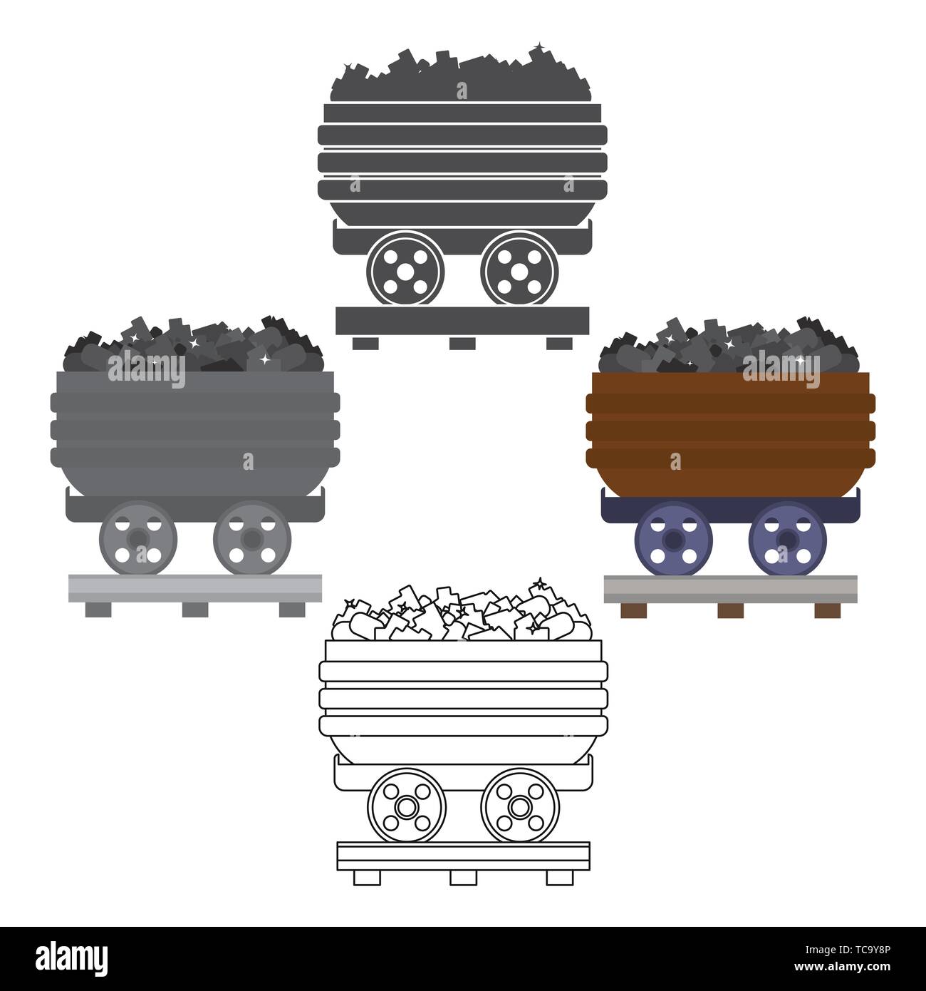 Minecart icon in cartoon,black style isolated on white background. Mine ...