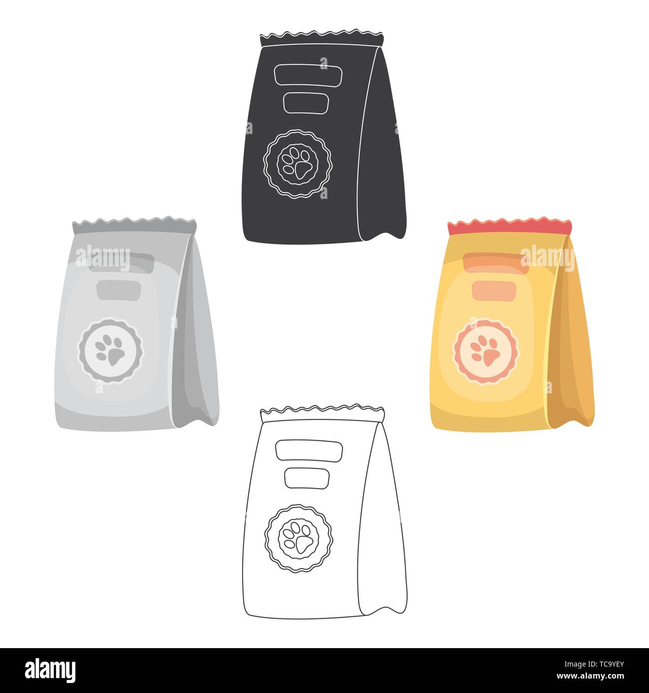 Animal feed package.Pet shop single icon in cartoon,black style vector ...