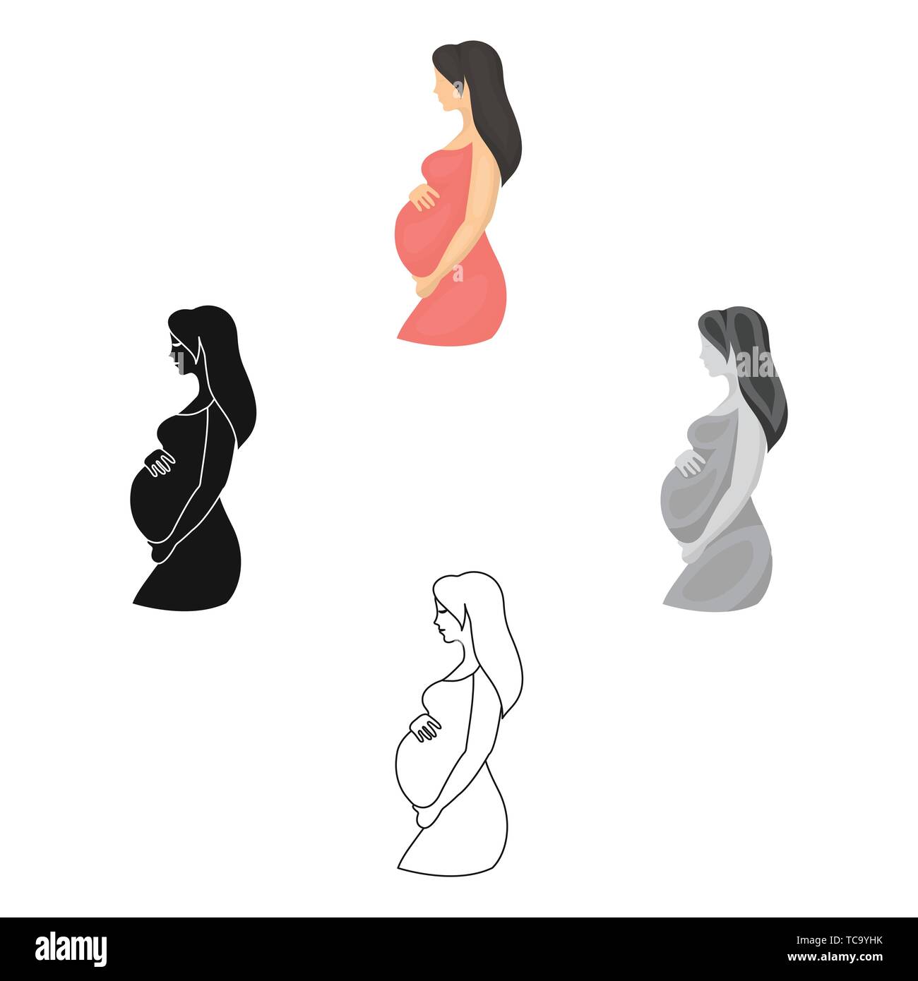 Pregnant Icon In Cartoon Black Style Isolated On White Background
