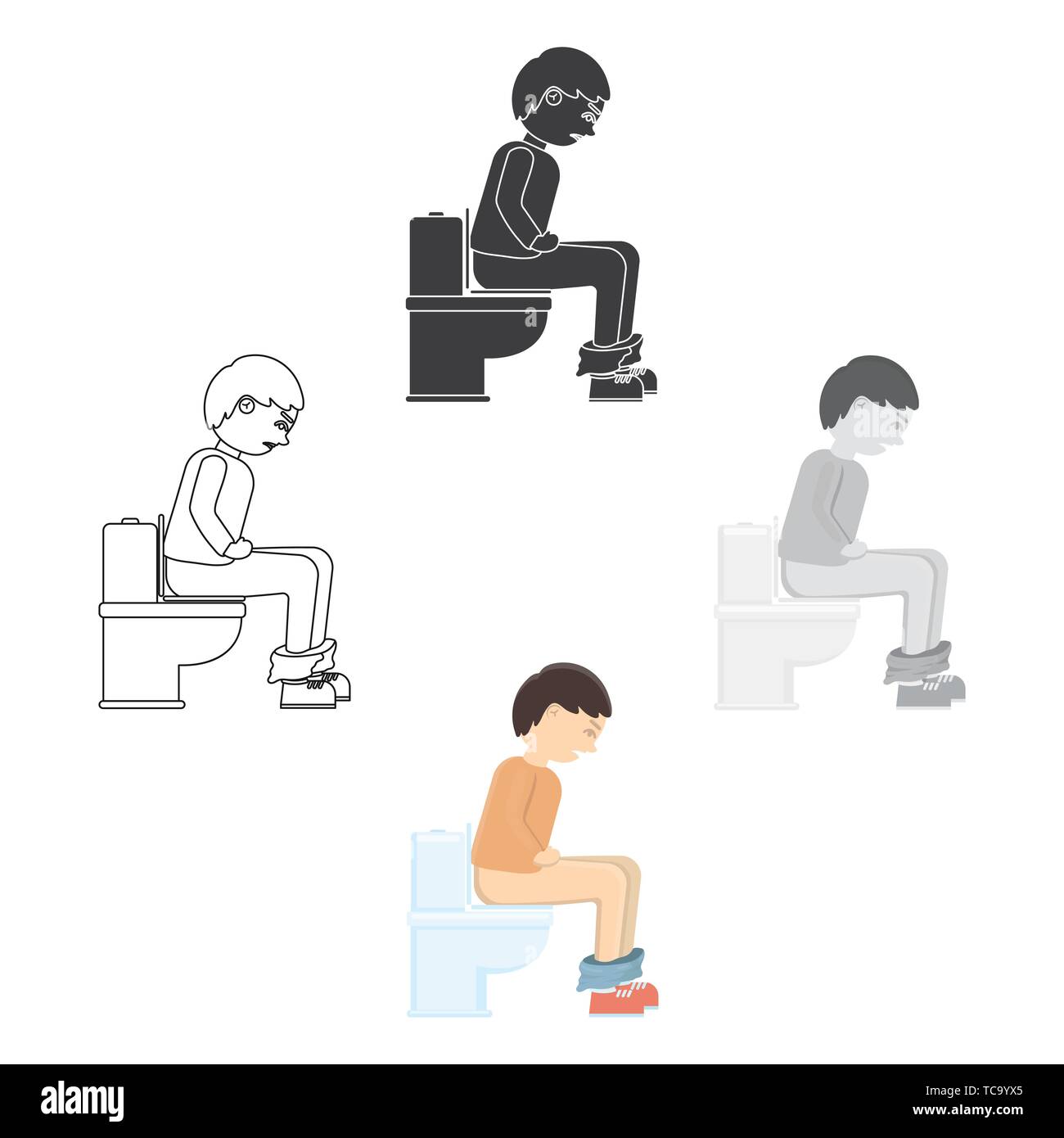 Diarrhea icon cartoon,black. Single sick icon from the big ill, disease ...