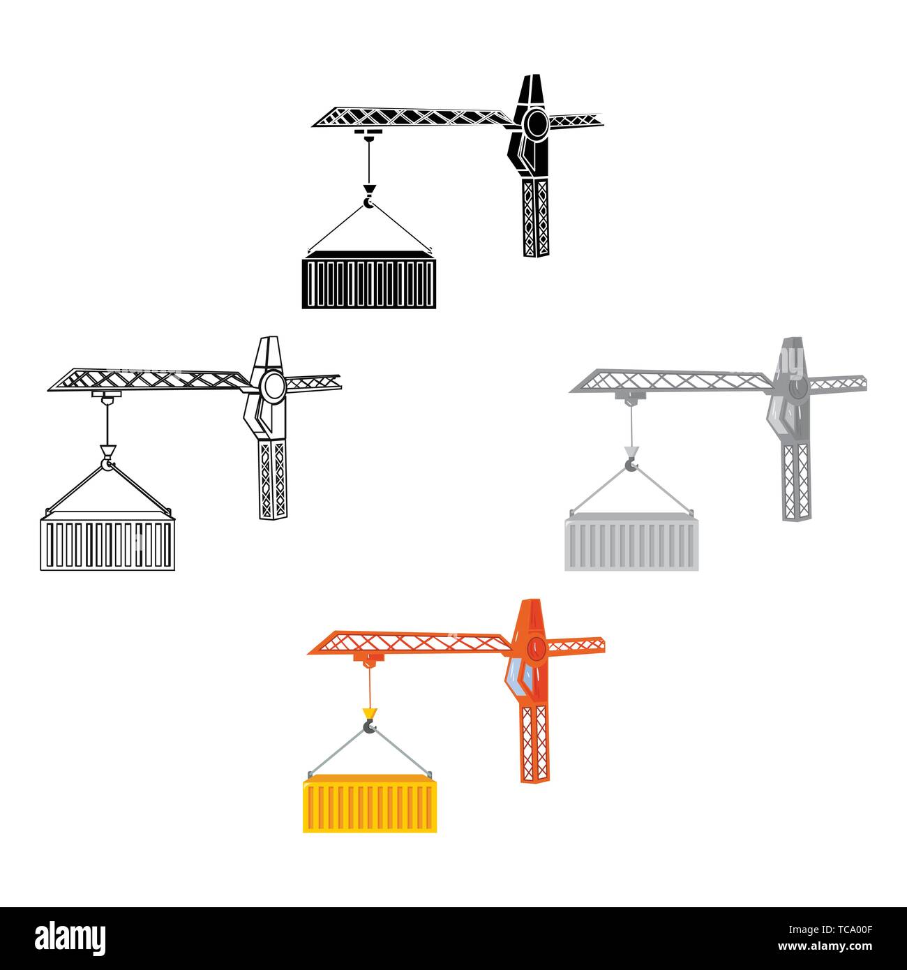 Moving the container with a tower crane. Moving and delivery single ...