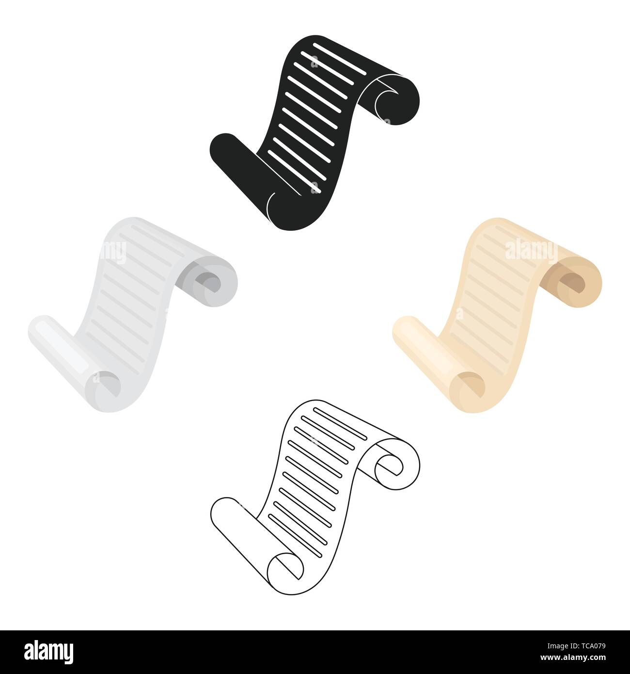 Paper scroll icon in cartoon,black style isolated on white background ...