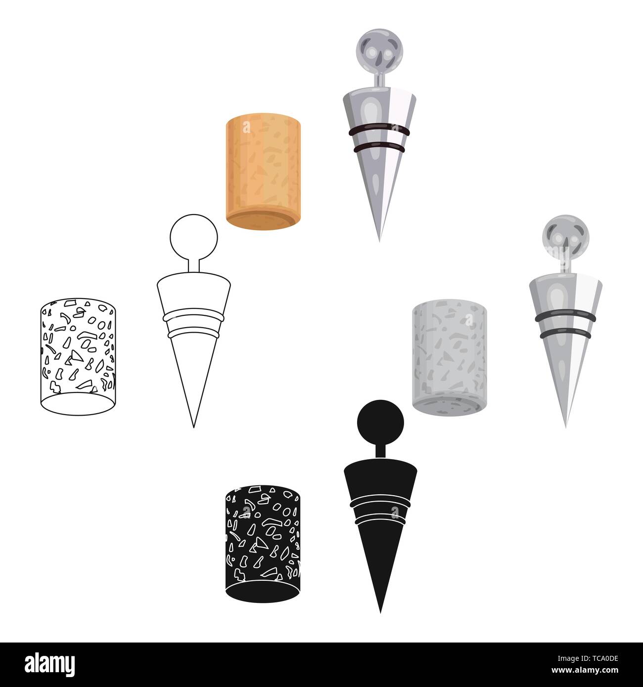 Corkscrew and cork icon in cartoon,black design isolated on white ...