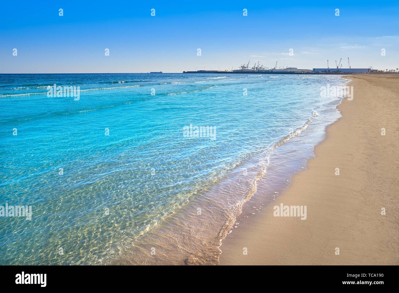 Playa El Pinar beach in Grao de Castellon of Spain at Mediterranean sea ...