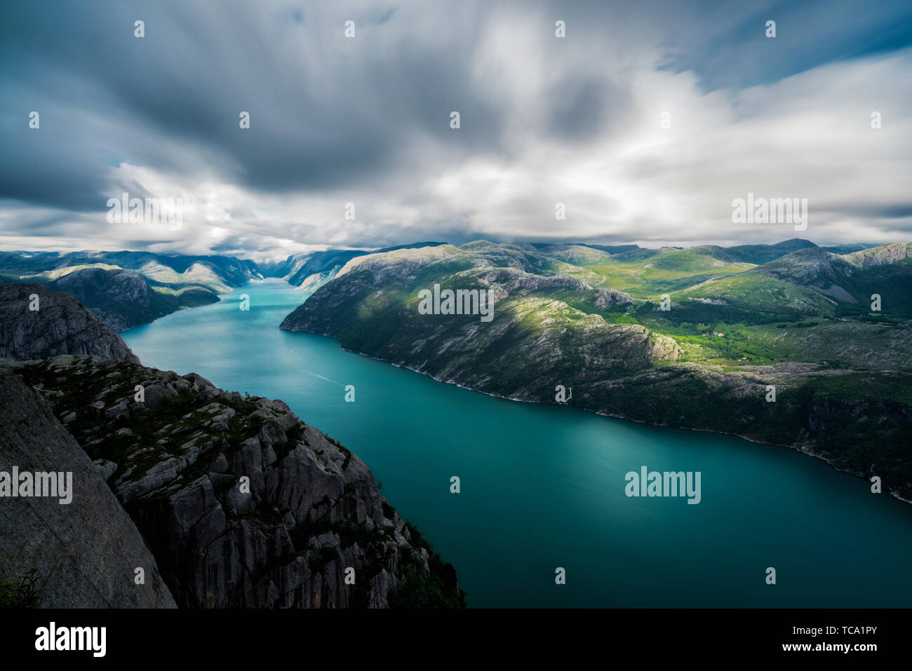 Photographed on the sermon stone in the Norwegian fjords Stock Photo ...