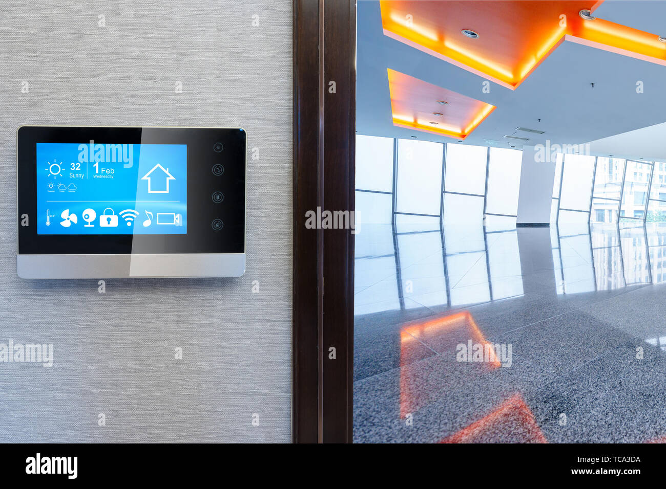smart screen with smart home with modern corridor Stock Photo - Alamy