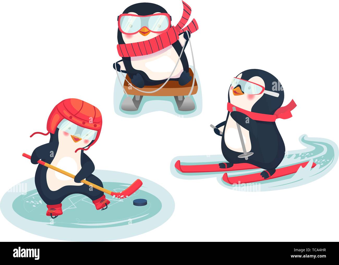Penguin sledding Stock Vector Images - Alamy