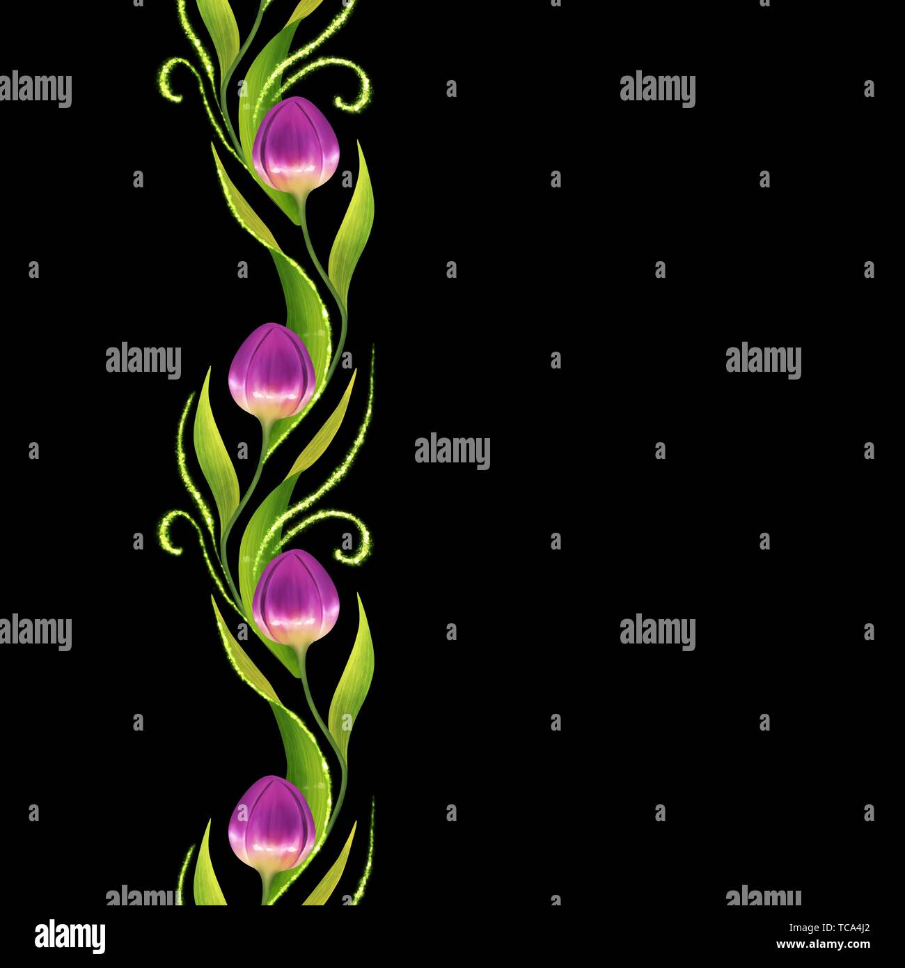 Seamless border with tulips Stock Photo - Alamy
