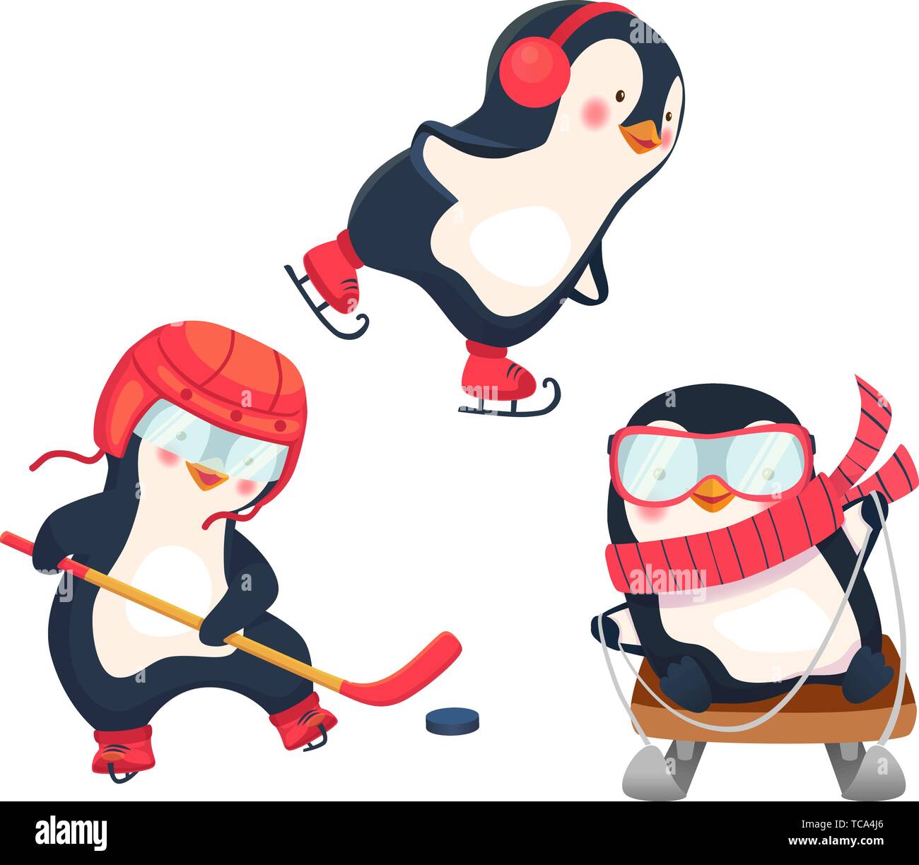 Penguins ice skating Stock Vector Images - Alamy