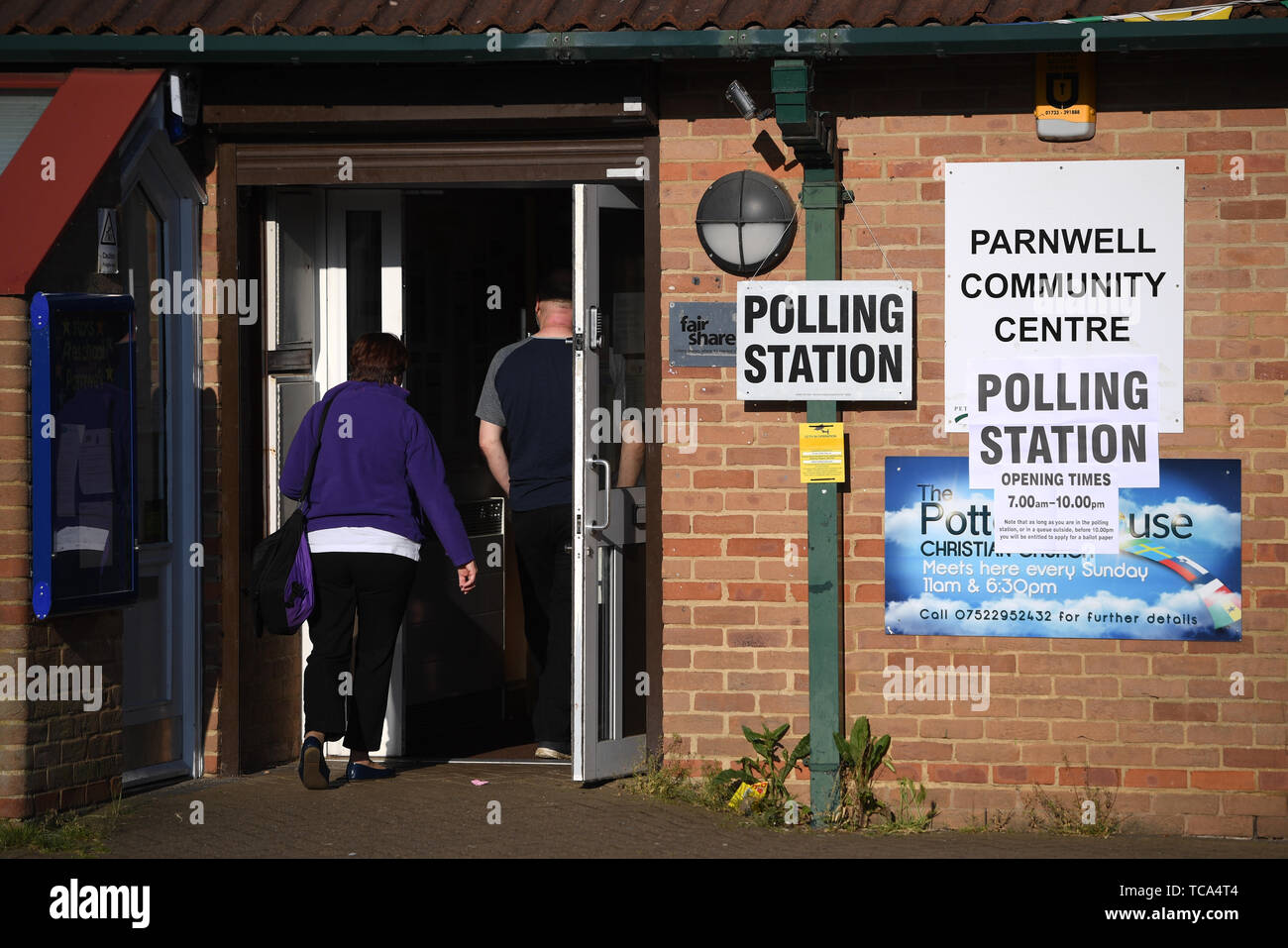 Members of the public enter the polling station at Parnwell Community ...