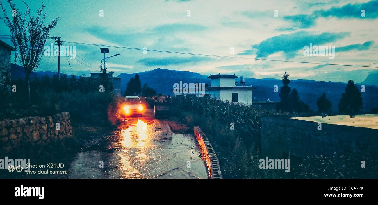 Country film mobile phone photography sky nostalgic style tone blue ...