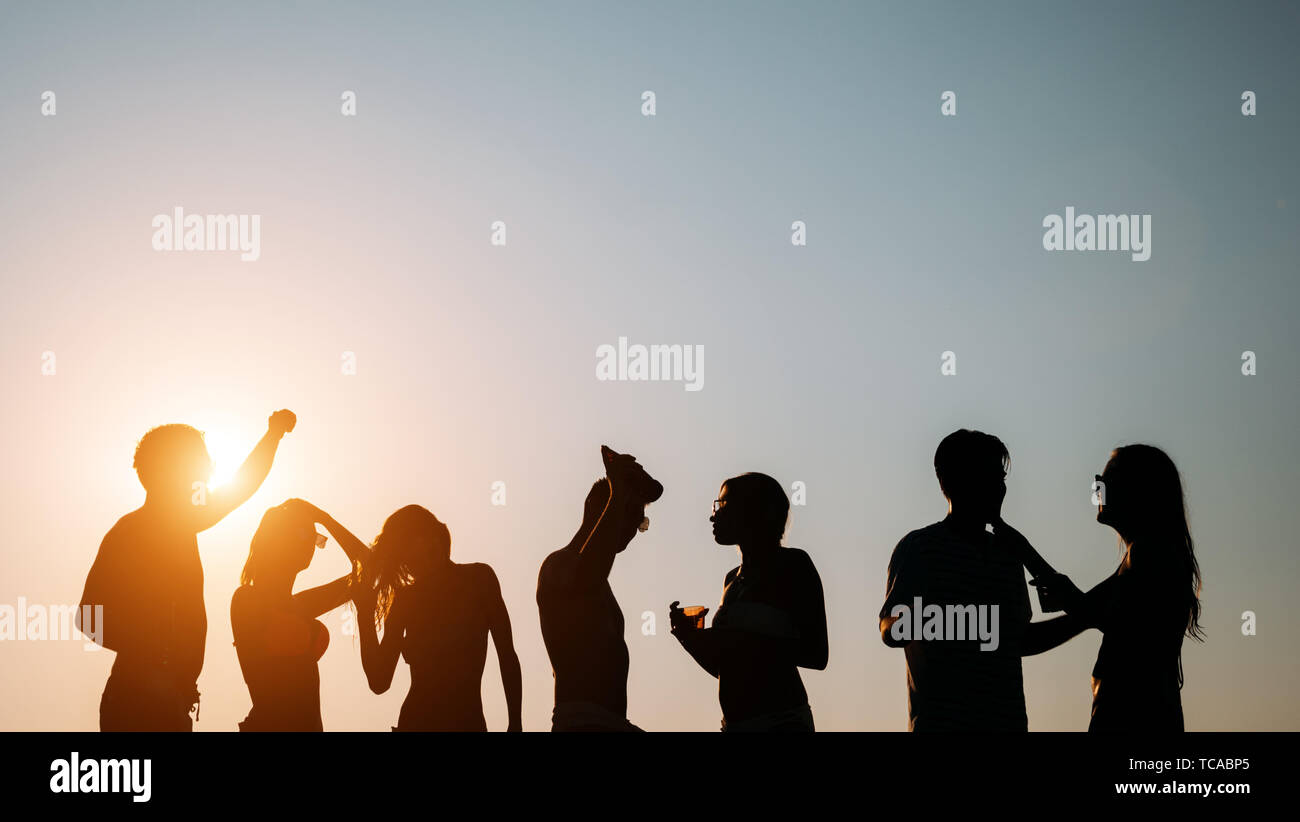 Friends partying during summer vacation Stock Photo - Alamy