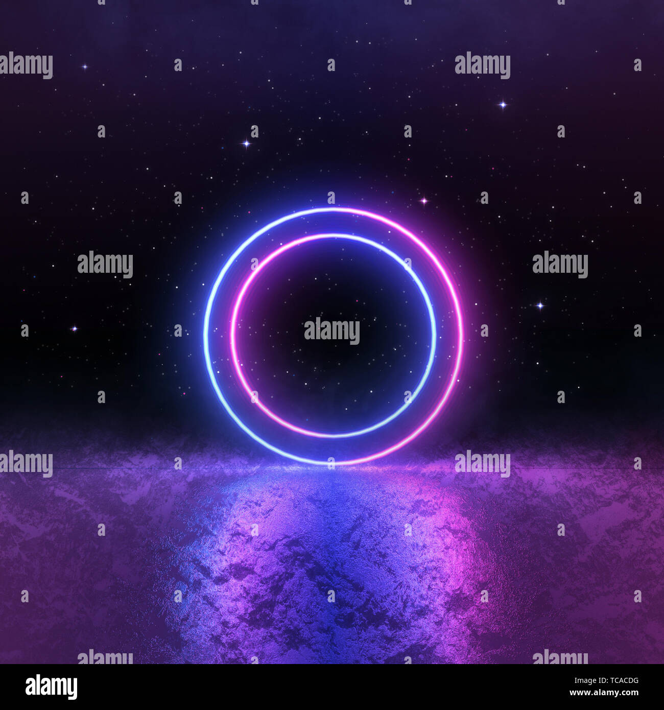 Sci Fi pink blue neon light, energy source, 3d render, abstract ...