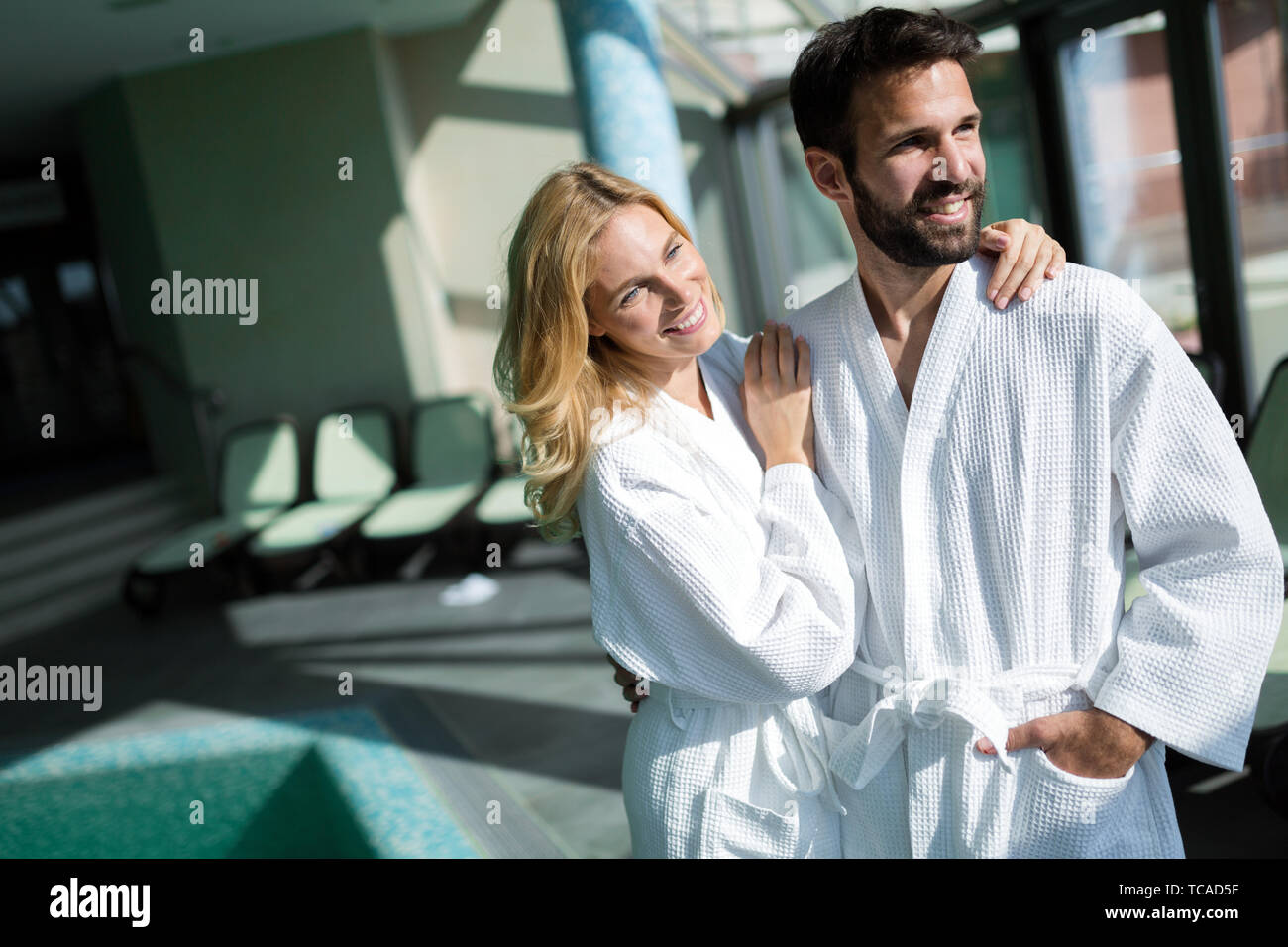 Portrait of attractive couple in spa center Stock Photo - Alamy