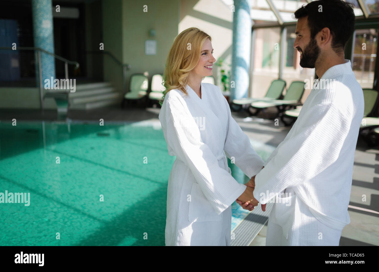 Portrait of attractive couple in spa center Stock Photo - Alamy