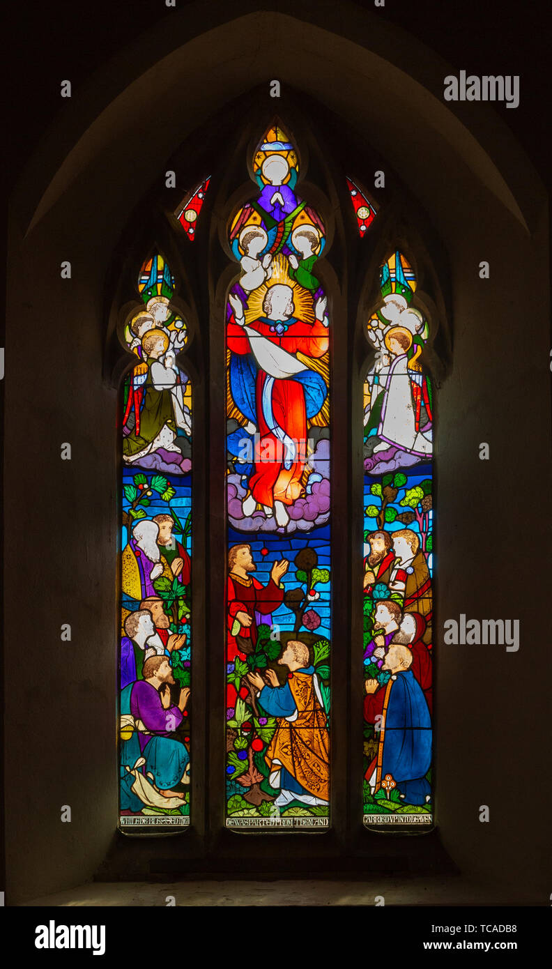 Stained glass window in church of Saint Margaret, Chilmark, Wiltshire ...