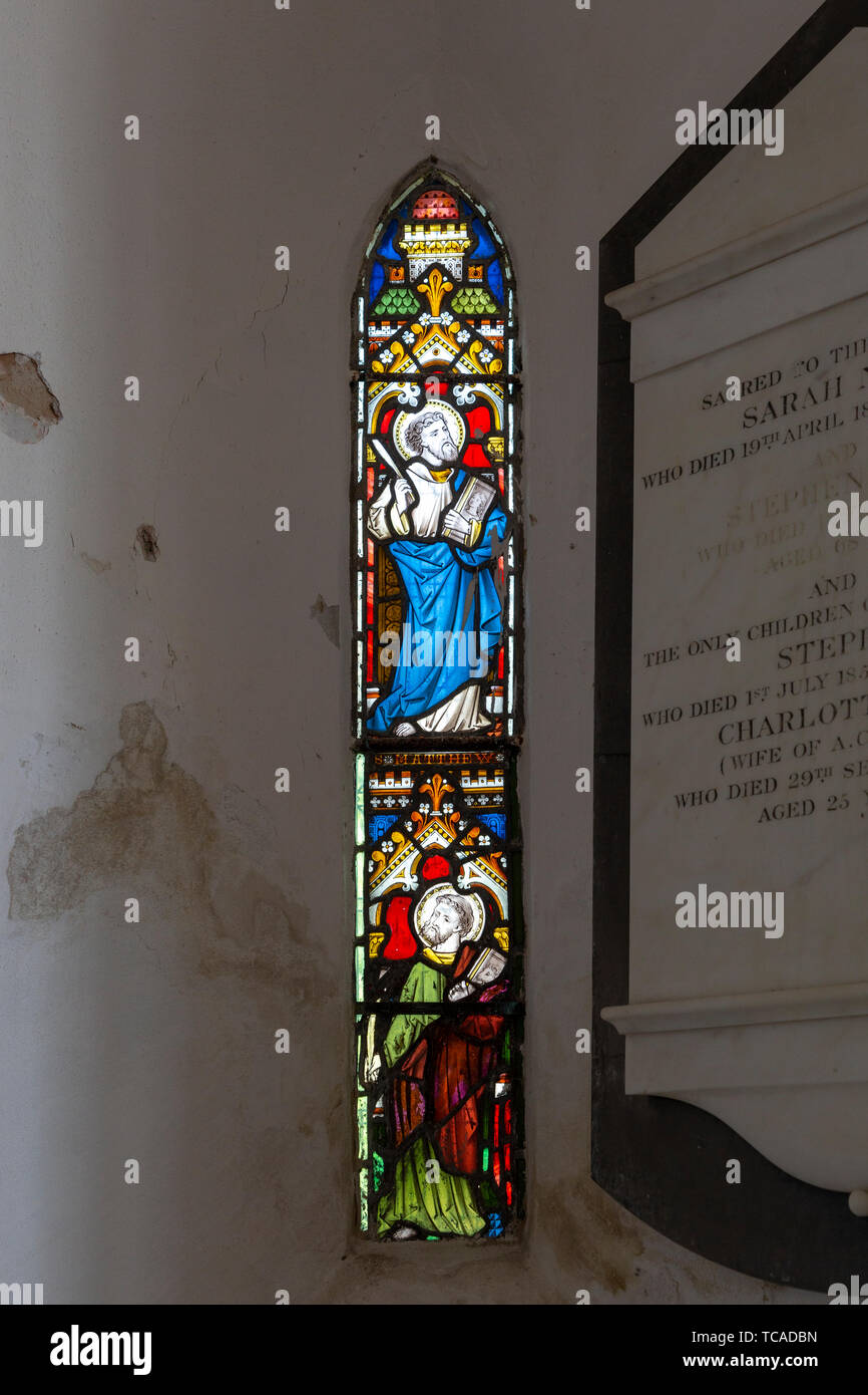 Stained glass window in church of Saint Leonard, Sutton Veny, Wiltshire ...